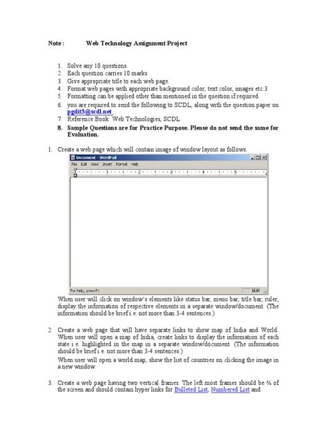 Web Technology Assignment Project Pdf Hyperlink Web Page