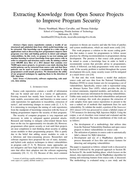 Pdf Extracting Knowledge From Open Source Projects To Improve Program Security