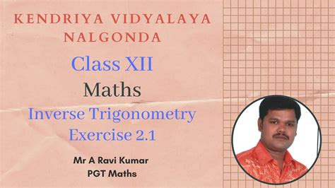 Class Xii Inverse Trignometry Function Exercise 21 Youtube