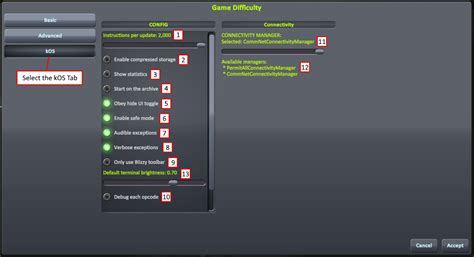 KOS Settings Windows KOS Documentation KOS Settings Windows KOS Documentation