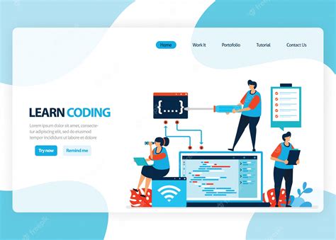 Premium Vector Homepage For Learning Programming And Coding Application Development With A