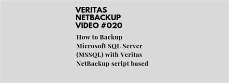 How To Backup Microsoft Sql Server Mssql With Veritas Netbackup
