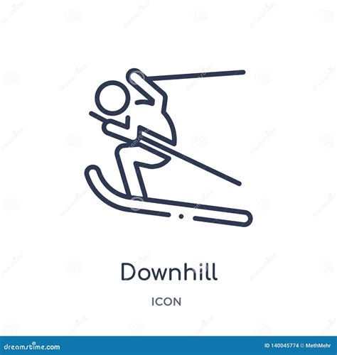 Linear Downhill Icon From Activity And Hobbies Outline Collection Thin Line Downhill Vector