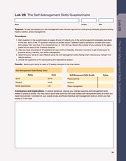 Lab2b Lab 2B The Self Management Skills Questionnaire Lab 2B Name
