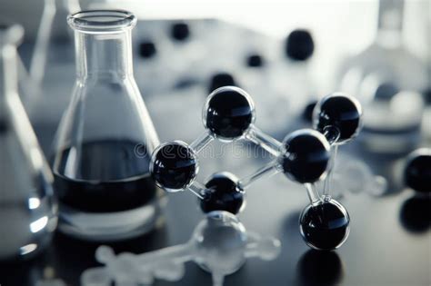Molecular Model And Laboratory Equipment Showcasing Scientific Research