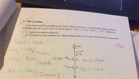 Solved In The Following Bjt Cascoding Circuit The Dc