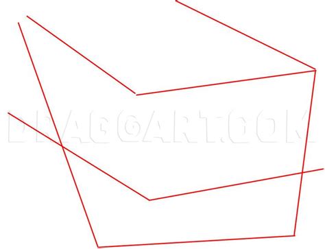 A Line Drawing Of A Rectangle Shaped Object With Red Lines Going Through The Center