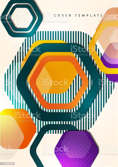 둥근 여러 가지 색의 육각형과 선의 밝은 추상적 배경 비즈니스 프레젠테이션 템플릿입니다 현대적인 기하학적 디자인 벡터 0명에