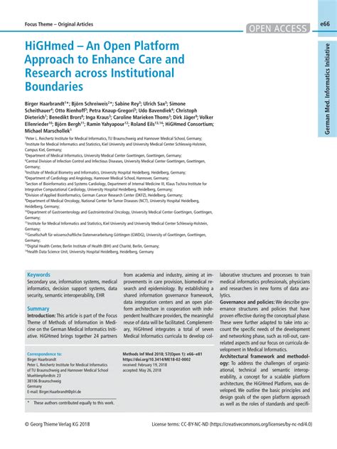 Pdf Highmed An Open Platform Approach To Enhance Care And Research