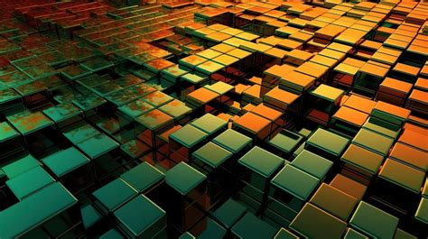 Mosaic Shading Surreal Metallic Liquid Surface With Grid Abstract