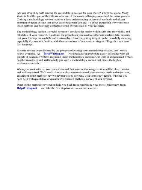 How To Write A Methodology Section For Thesis Pdf Methodology Quantitative Research