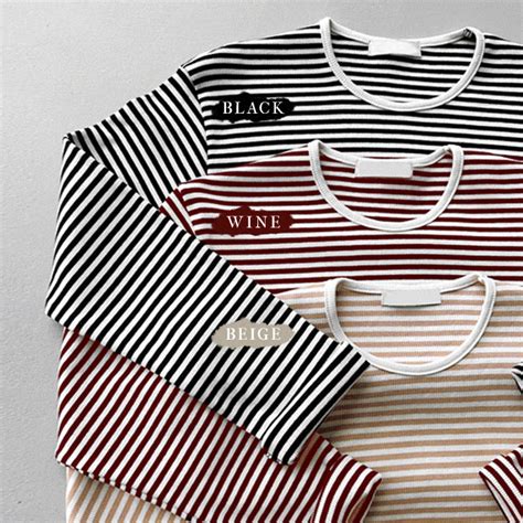 쫀쫀여리핏 컬러st골지라운드긴팔티 3color 가을가을신상줄무늬단가라스트라이프기본템캐주얼t 에이블리