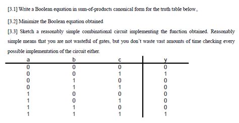 Solved Write A Boolean Equation In Sum Of Products Chegg