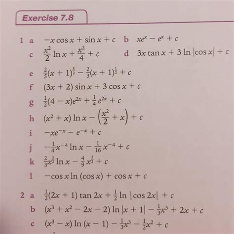 Integration By Parts Im Stuck On 1e I Know Theres Some Number Manipulation That Needs To Be