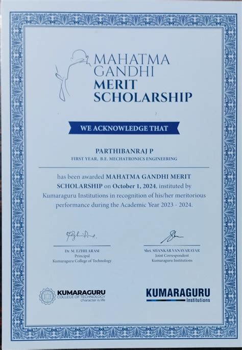 parthibanraj p on linkedin scholarship engineering kumaraguru innovation