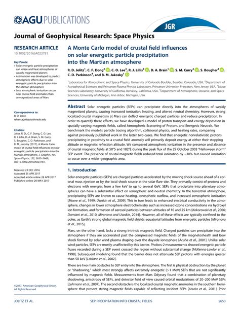 Pdf A Monte Carlo Model Of Crustal Field Influences On Solar Energetic Particle Precipitation