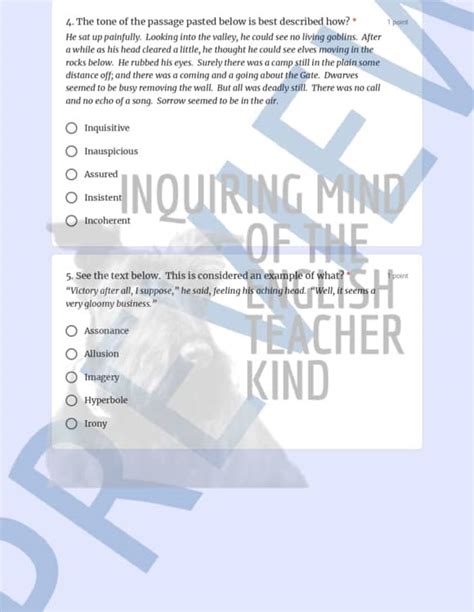 The Hobbit Chapter 18 Literary Craft Analysis Worksheet Close Reading