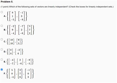 Solved Problem Point Which Of The Following Sets Of Chegg Com