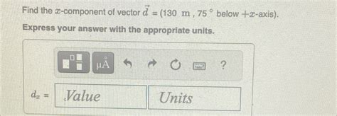 solved find the x component of vector below x axis