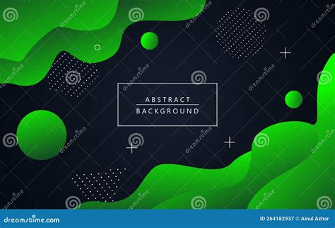 Minimal Green Abstract Geometric Fluid Dynamic Wavy Shape Composition