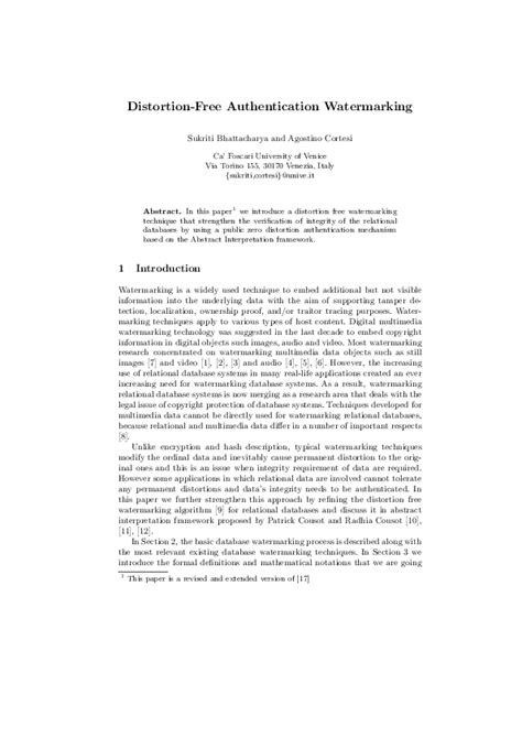 Pdf Distortion Free Authentication Watermarking