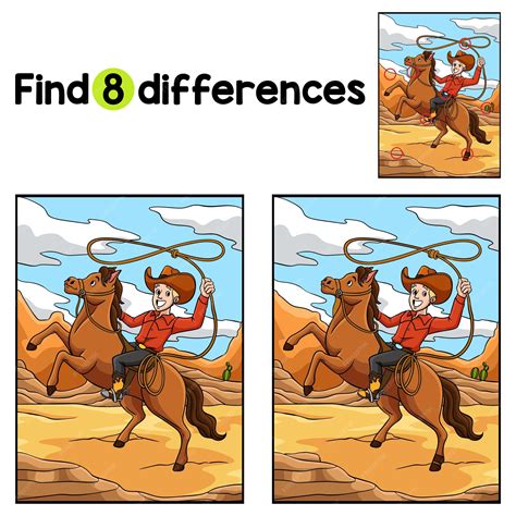Premium Vector Cowboy Throwing A Lasso Find The Differences