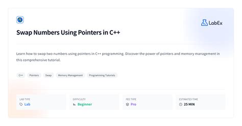c pointers swap two numbers labex