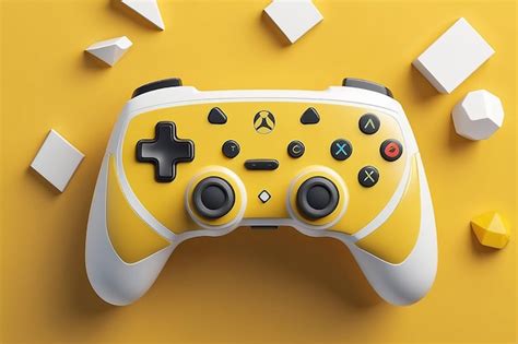 Premium Photo White Standard Game Controller Joystick Gamepad On A Yellow Background With