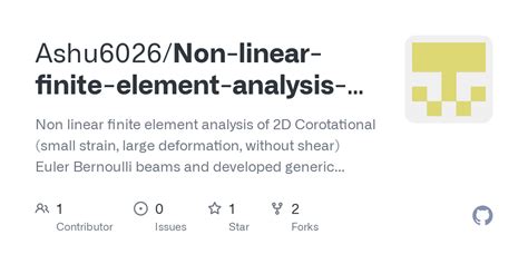 github ashu6026 non linear finite element analysis of 2d corotational