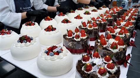 당일생산 당일판매 유기농 재료로 만드는 순우유 딸기 생크림케익 키리쉬케이크 만들기 Making Fresh Milk Cream Cake Korean Street