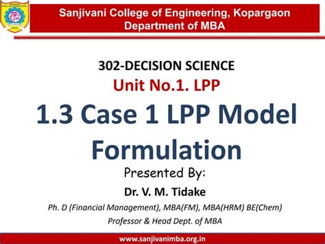 1 3 Ds Case 1 Lpp Model Formulation Ppt