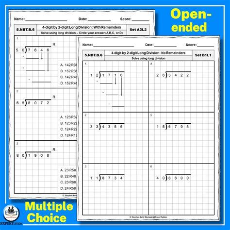 4 Digit By 2 Digit Long Division For Grade 5 Worksheets ExperTuition