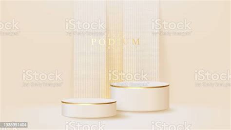 현실적인 흰색 연단 화장품 또는 상품 스탠드 프로모션을위한 고급 배경 3d 벡터 일러스트 강단에 대한 스톡 벡터 아트 및 기타 이미지 Istock