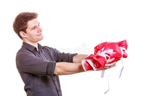 Man With Big Red Candy Stock Image Image Of Holidays 69686099