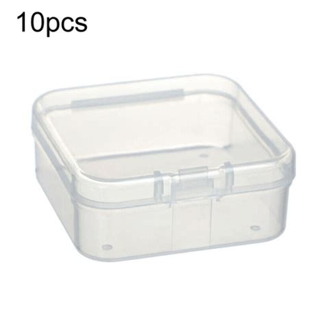 10pcs 뚜껑이있는 사각형 플라스틱 투명한 보관 상자 방진 귀걸이 반지 보석 보관 상자 크기 43x43x2cm