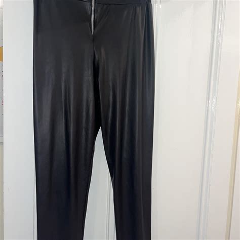Boohoo High Waisted Zip Front Wet Look Leggings Depop
