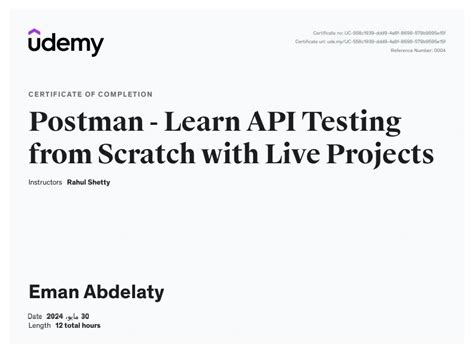 completion of postman api testing course eman elsayed posted on the