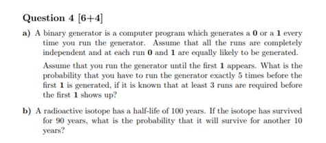 Solved Question 4 64 A A Binary Generator Is A Computer