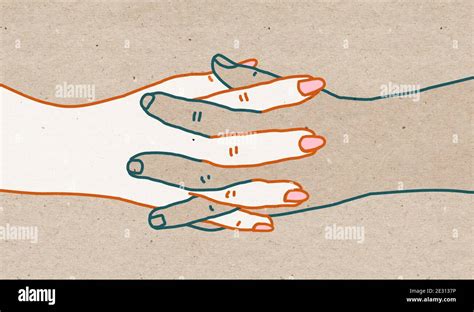 Hand Drawn Human Male And Female Crossing And Mixing Hands Textured Paper Stock Photo Alamy