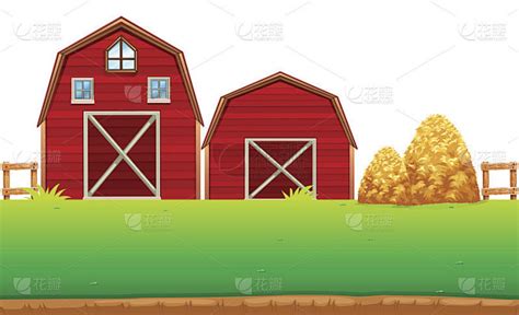 农场上的红色谷仓