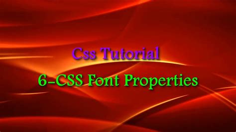 Css Font Properties Youtube