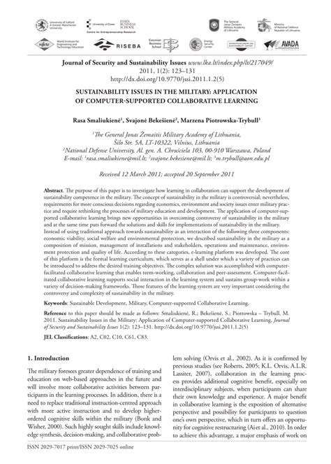 Pdf Sustainability Issues In The Military Application Of Computer Supported Collaborative