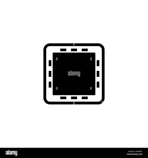 Cpu On Motherboard Hardware Chip Flat Vector Icon Illustration Simple Black Symbol On White