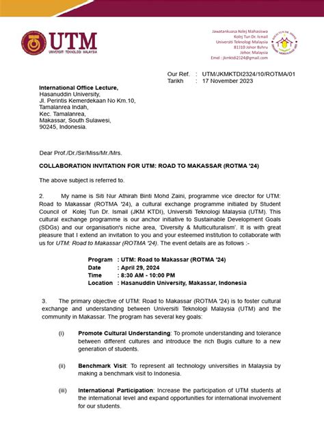 Collaboration Letter Utm Unhas Rotma 24 Pdf