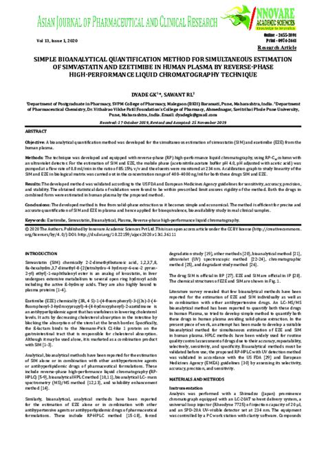 Pdf Simple Bioanalytical Quantification Method For Simultaneous