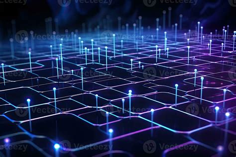 Abstract Technological Background With Glowing Lines And Dots 3d Rendering Cyber Big Data Flow