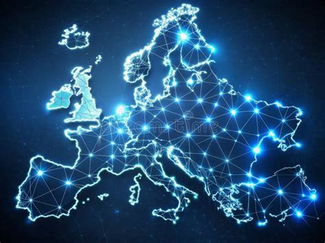 Europes Digital Infrastructure A Glowing Network Of Connected Nodes