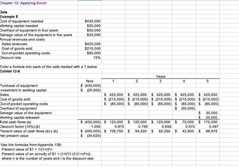 solved chapter 12 applying excel data example e cost of