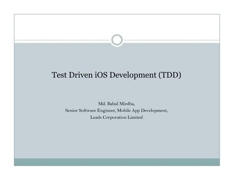 Test Driven Ios Development Tdd Ppt