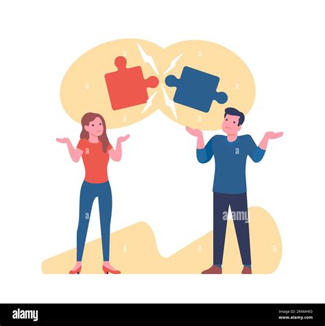 Misunderstanding Between People Man And Woman Can Not Understand Each Other Puzzles Disconnect